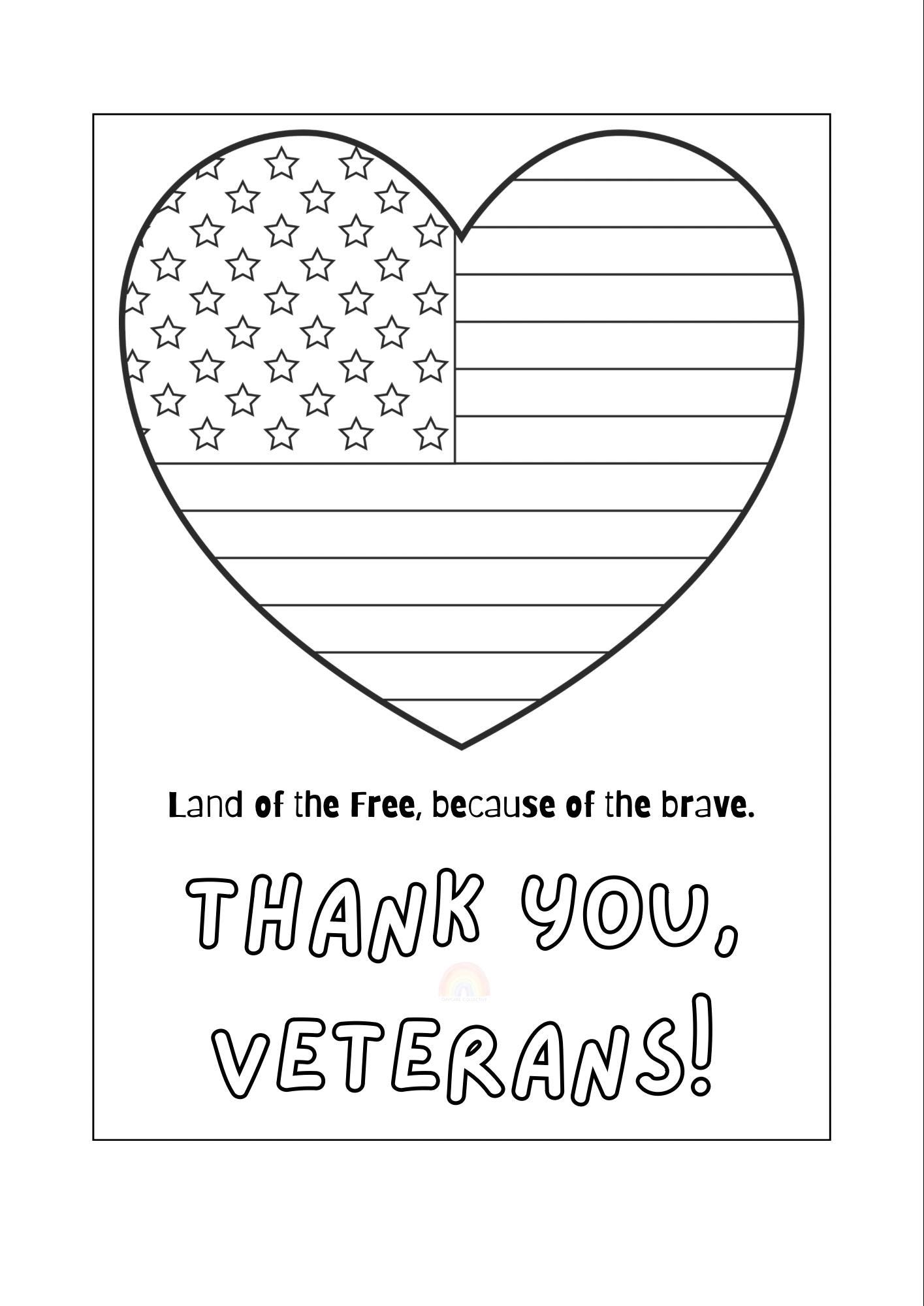 Veterans Day Coloring Sheet for Kids, Children, Printable, Art, Craft ...