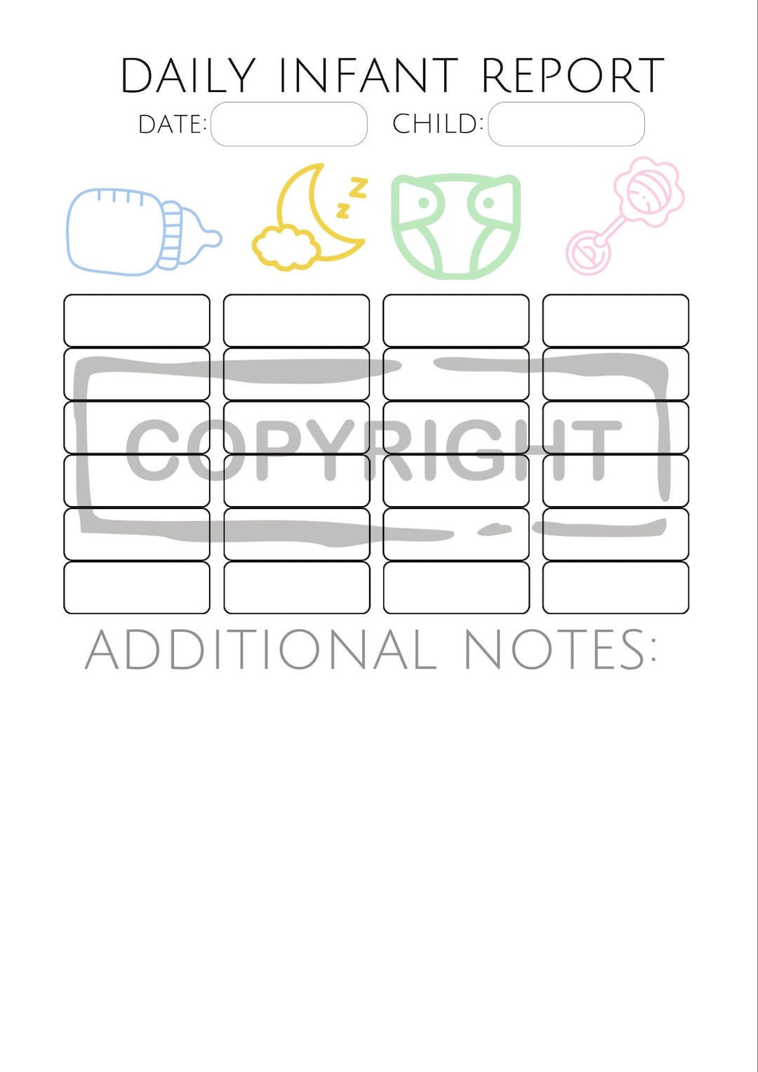 Daily Infant Report Form, Daycare Forms, Record Keeping, State-licensed ...