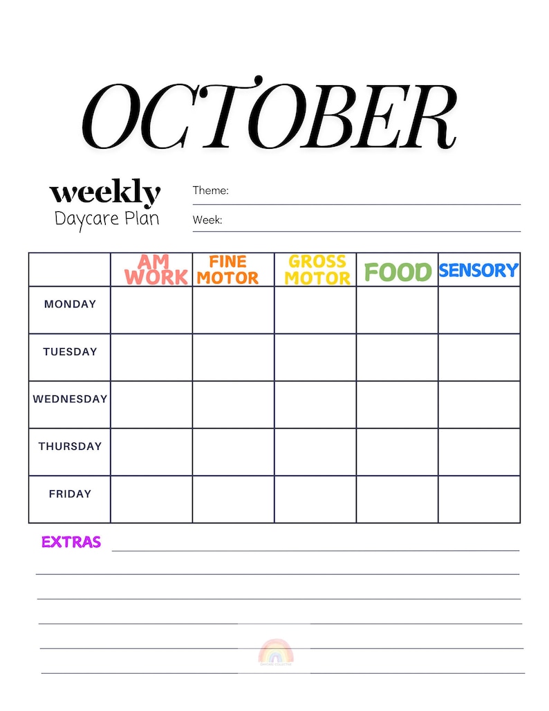 October Weekly Lesson Planning for Daycare, Preschool, Homeschool ...
