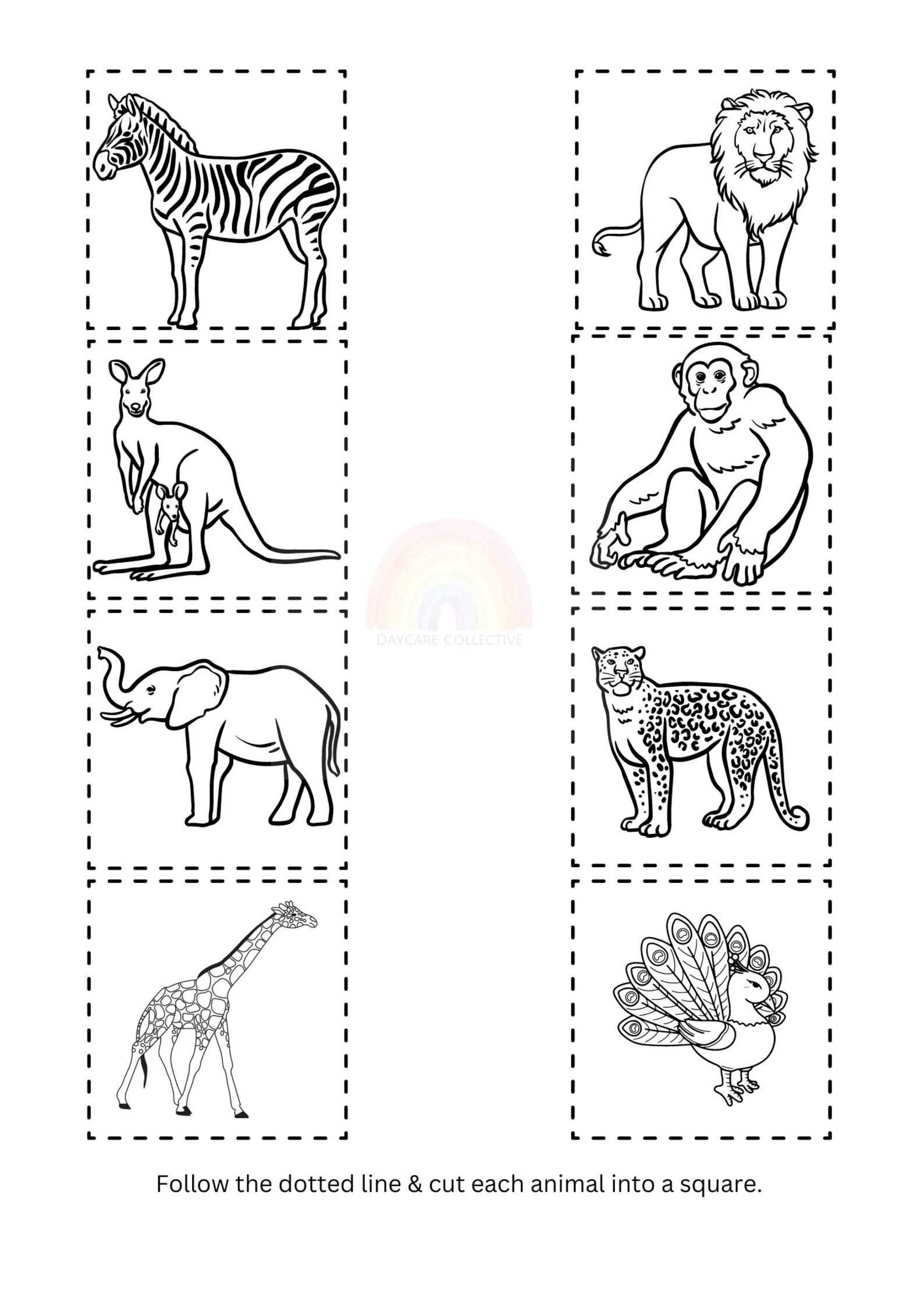 Zoo Theme, Matching Animals Worksheet, Printable, Daycare Curriculum ...