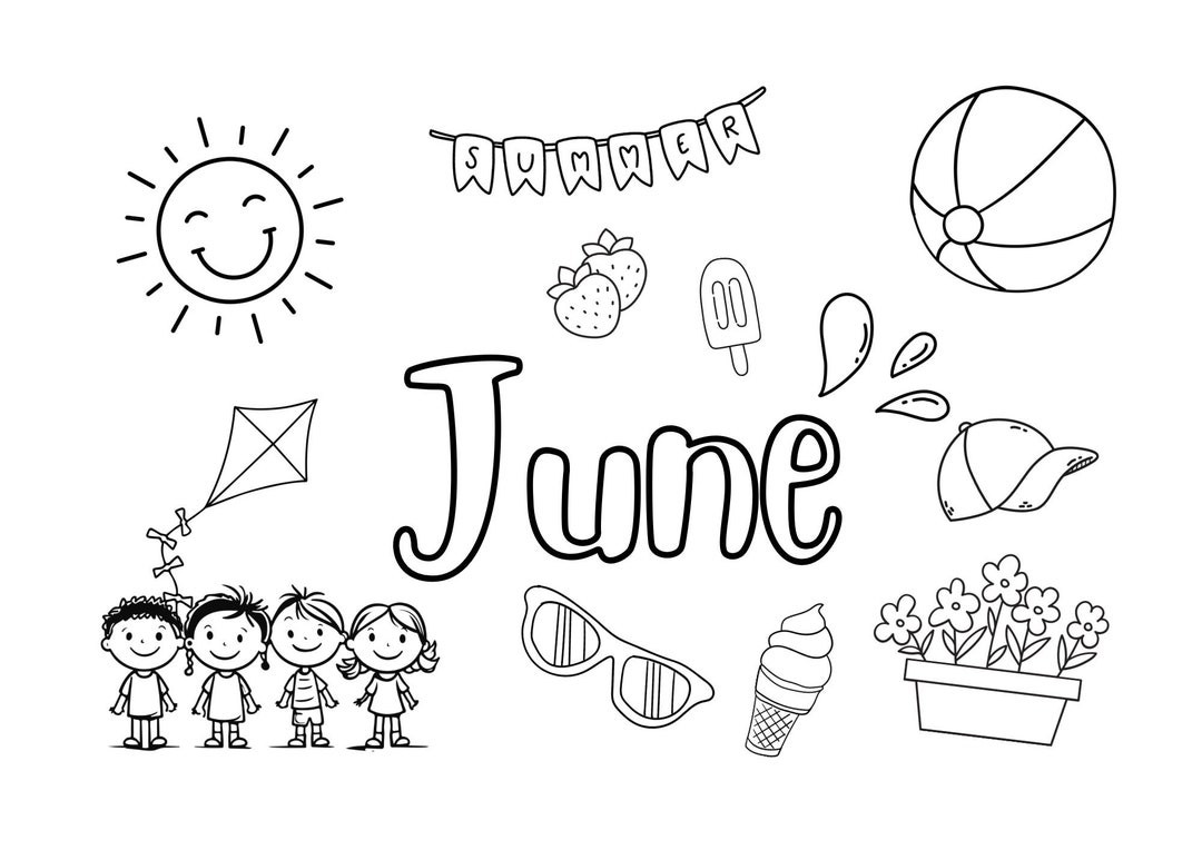 Month of June Coloring Sheet, Printable, Worksheet, Kids, Children ...