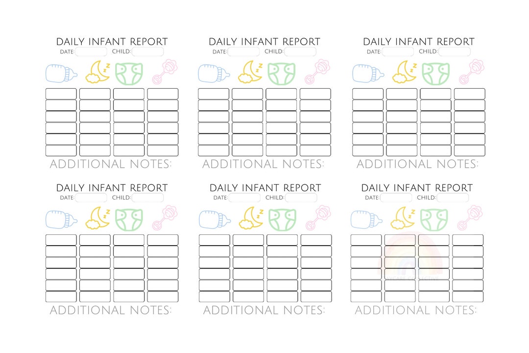 Daily Infant Report, Weekly Printable, Daycare, Preschool, Center, Baby ...