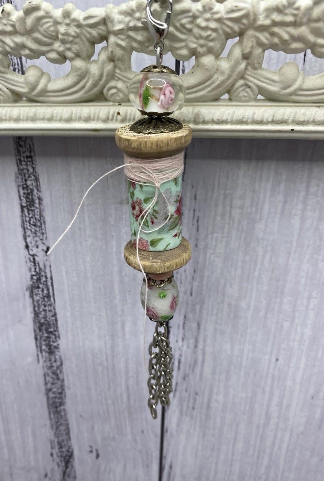 Vintage Chic Wooden Spool Spine Dangle #1 / Phone Charm - NEW - Etsy