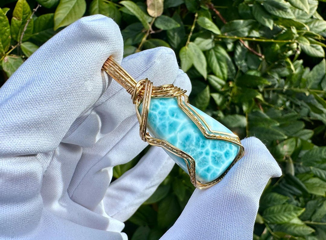 LARIMAR, 14 Carat Unique Gold Pendant With 58ct High Quality Larimar ...