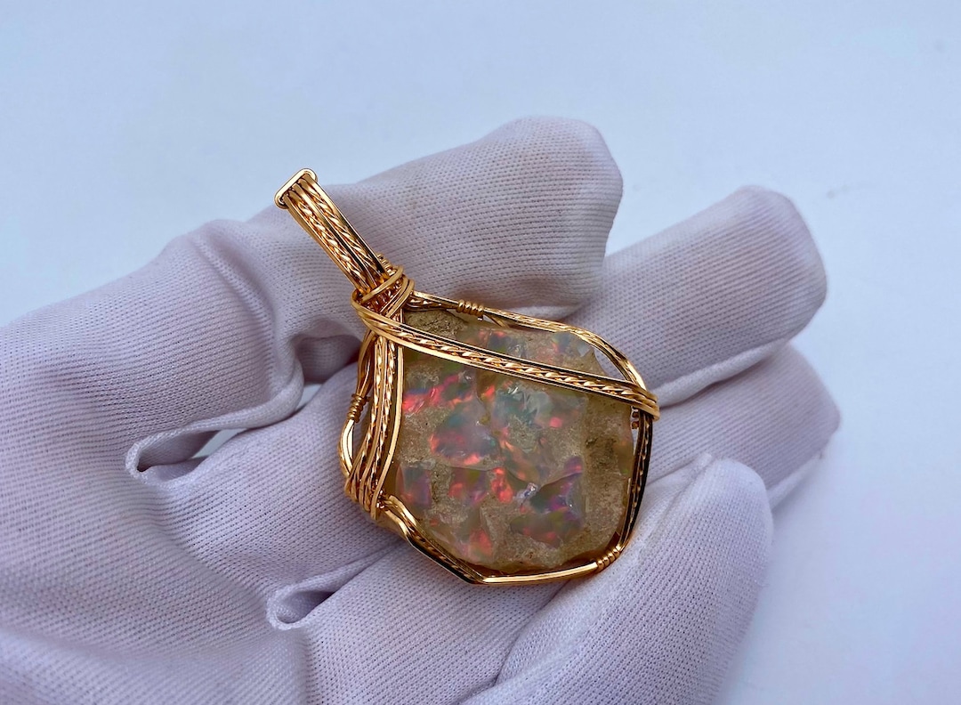 78ct Raw Full OPAL, 14 Carat Unique Gold Pendant With High Quality ...