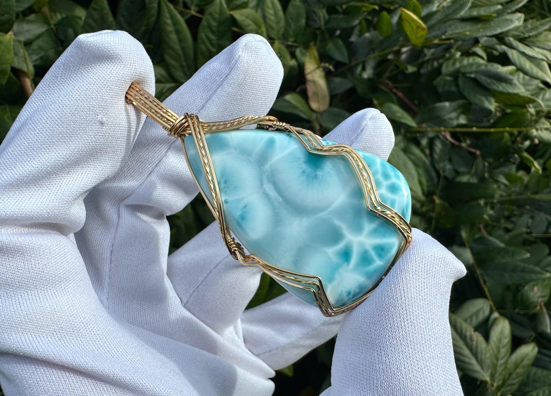 LARIMAR, 14 Carat Unique Gold Pendant With 91ct High Quality Larimar ...