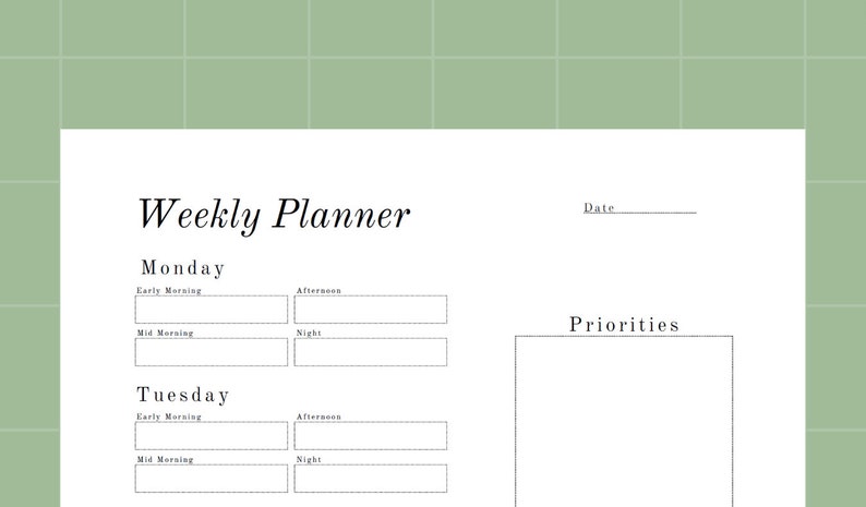 Weekly Planner Days Breakdown Template Easy to Use Digital - Etsy