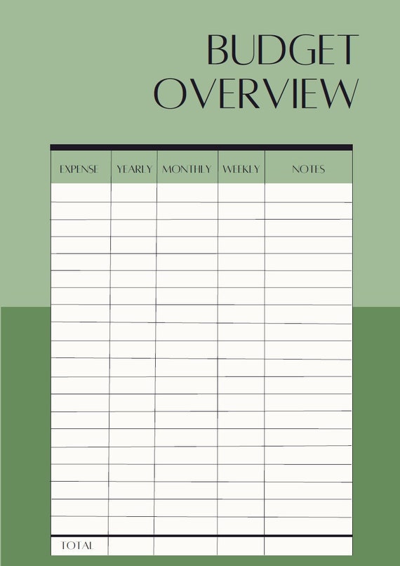 PDF Budget Template Easy to Use Digital Download - Etsy