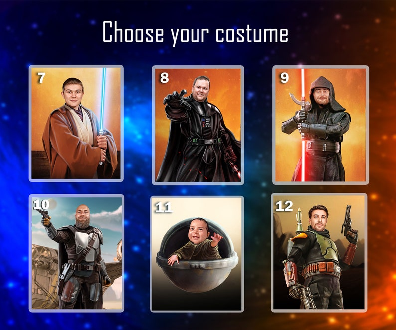 Custom Star Wars Family Portrait – Personalized Sci-fi Artwork, Jedi ...