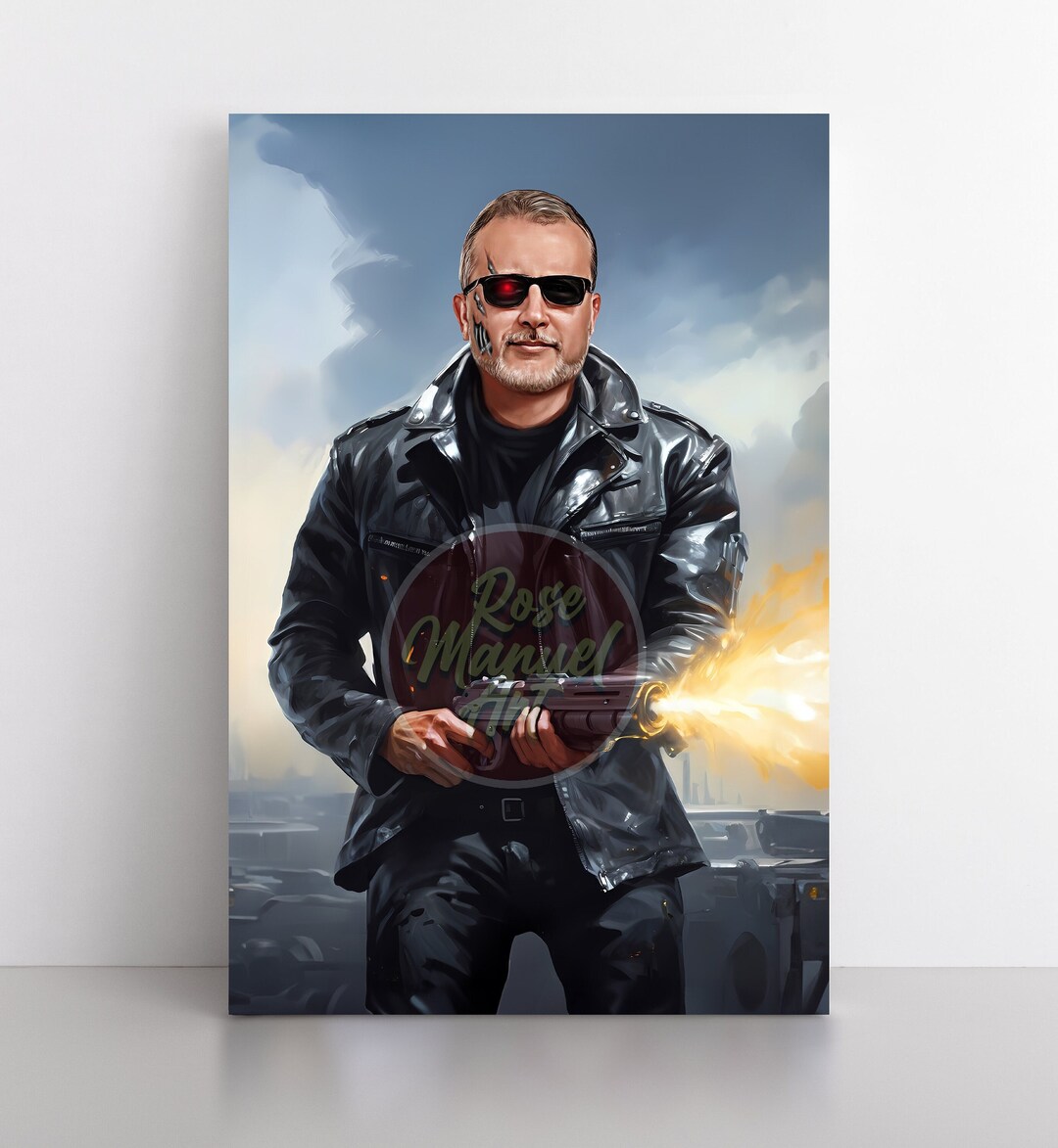 The Terminator Custom Portrait - Dad"s Gift - Custom Portrait - Funny ...