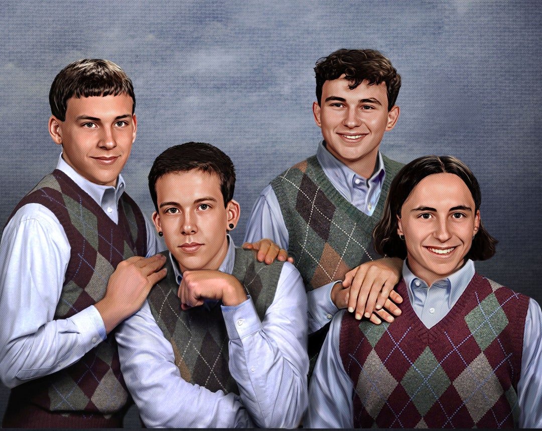4 Person Step Brothers Family Portrait | Funny Portrait | Family Gift ...