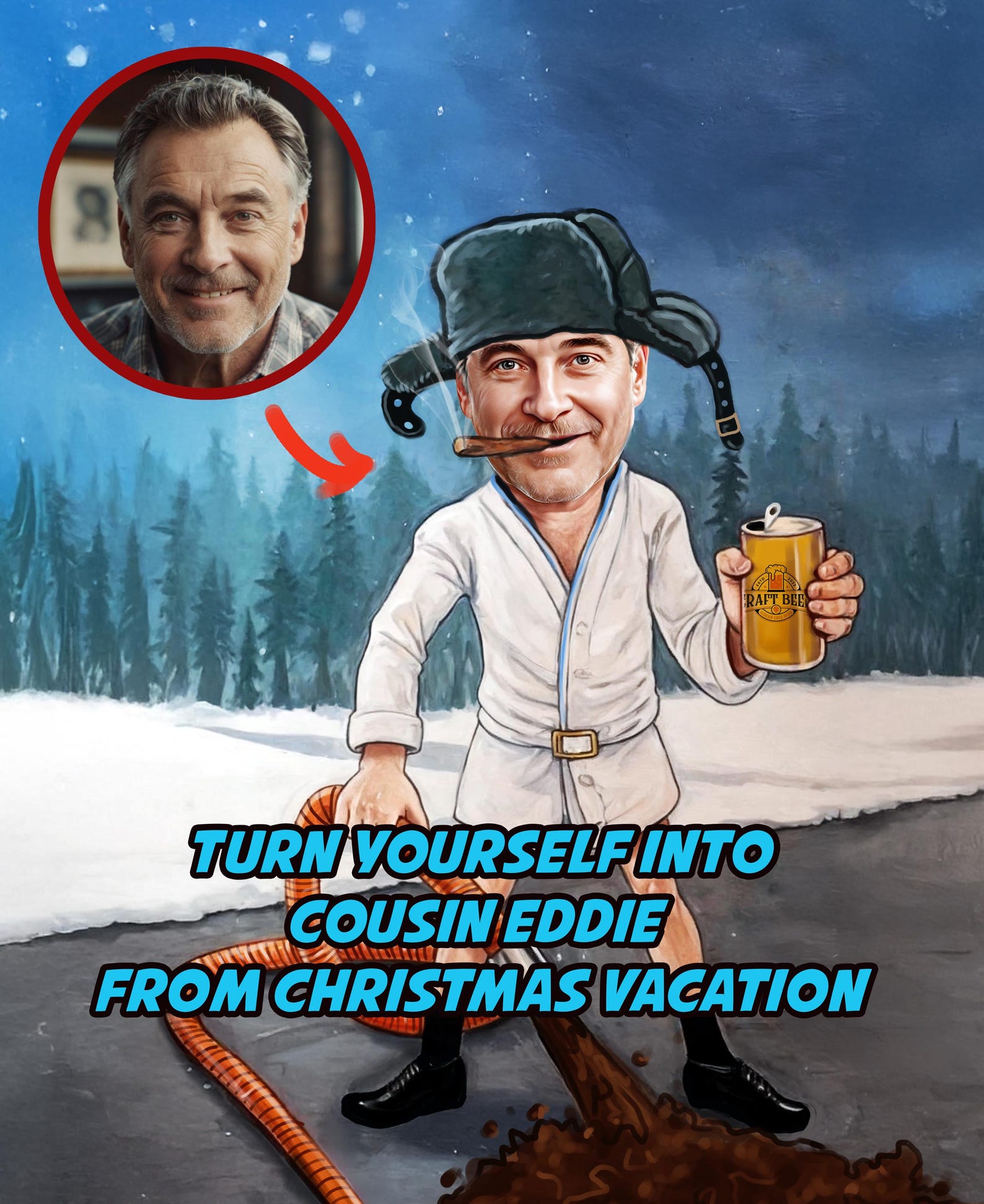 Custom Cousin Eddie From Christmas Vacation Portrait | Personalized Art ...