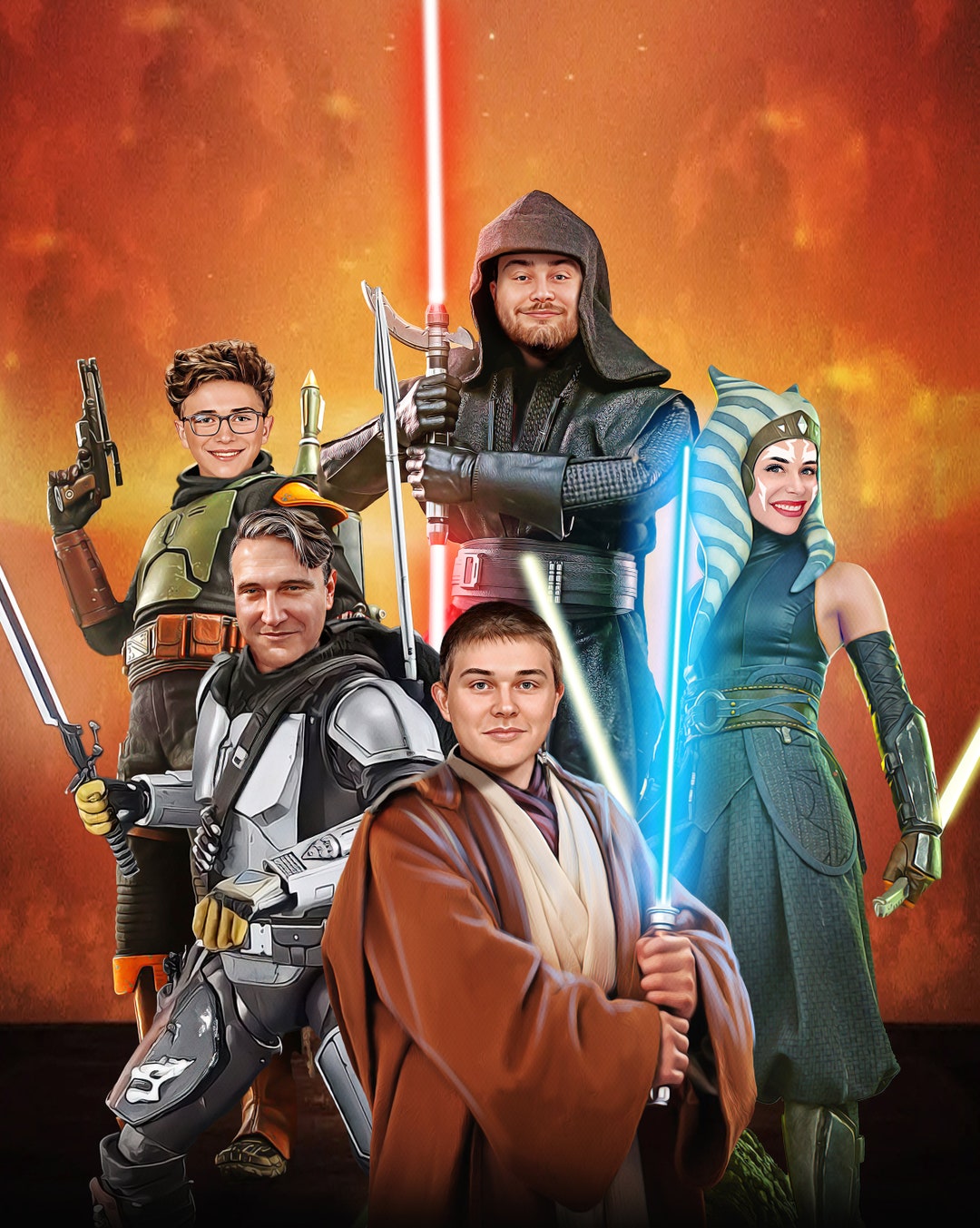 Custom Star Wars Family Portrait, Best Gift Idea, Posters or Canvases ...