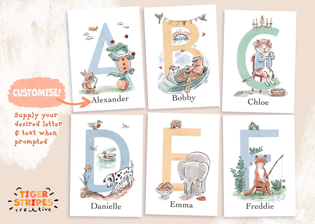 Custom Alphabet Art Print Letter and Name - Etsy