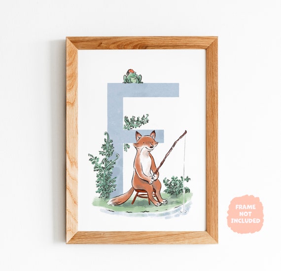 Letter F Wall Poster Alphabet Art Print for Nursery - Etsy