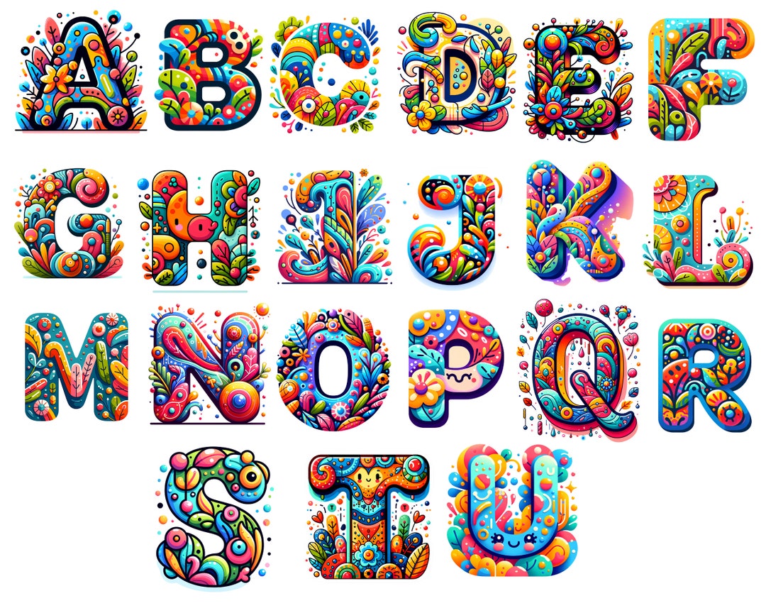 Colorful A-Z Alphabet, Letters Png, Alphabet Png, Instant Download for ...