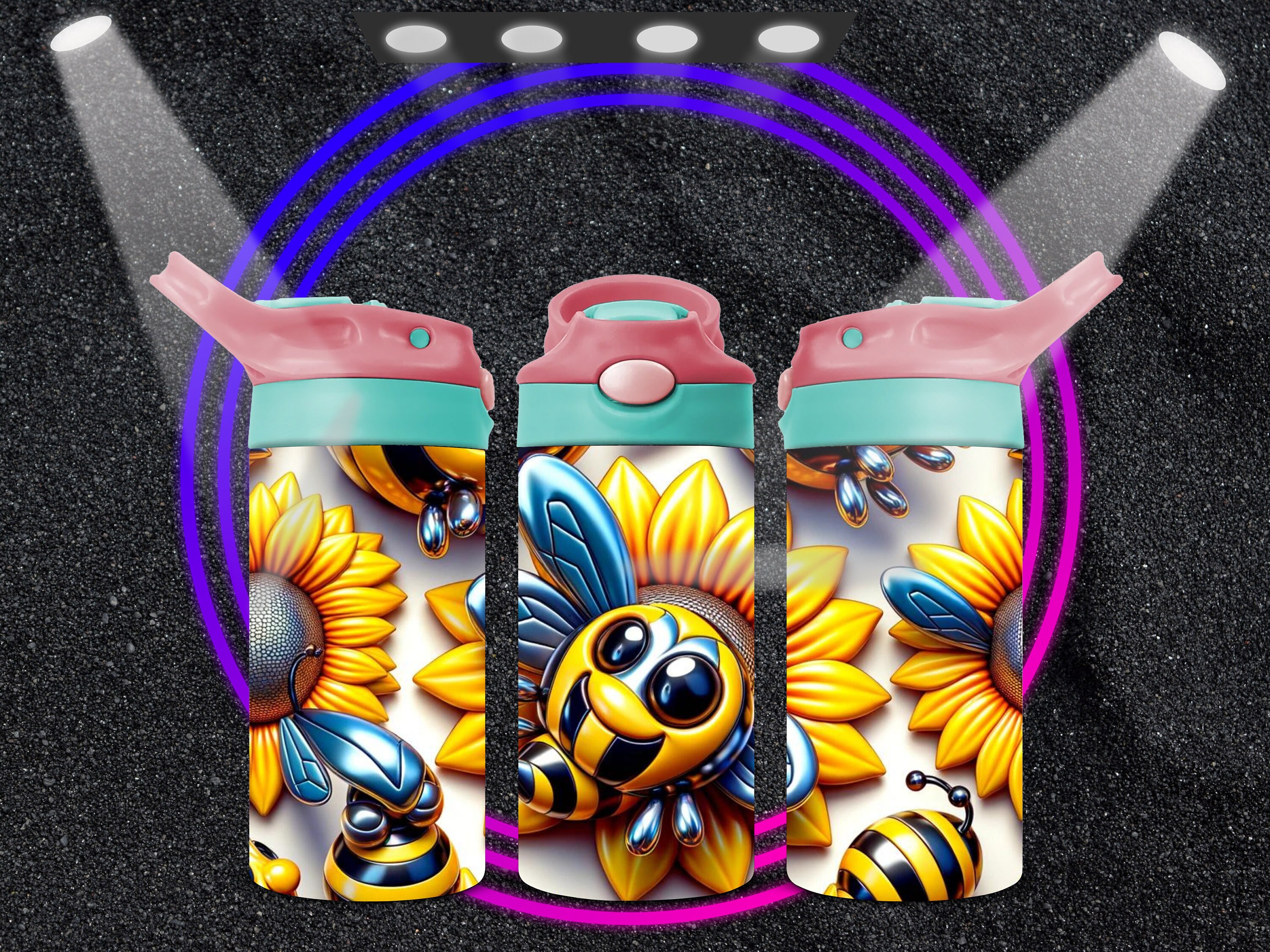 3D Bee Cartoon 12oz Sippy Cup Sublimation Designs Digital Download ...