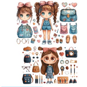12 Character Stickers Printable Paper Dolls,sheets Fashion,outfit ...