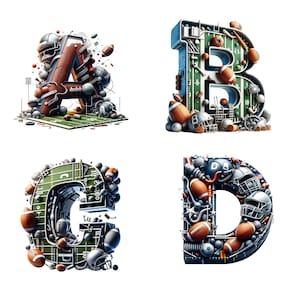 3D American Football A-Z Alphabet, Letters Png, Alphabet Png, Instant ...