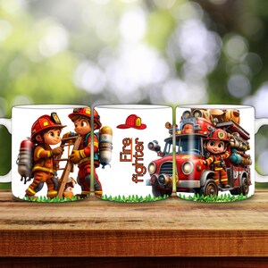 3d Firefighter Cup Mug Wrap, Digital Designs for Mugs, 11oz and 15oz ...