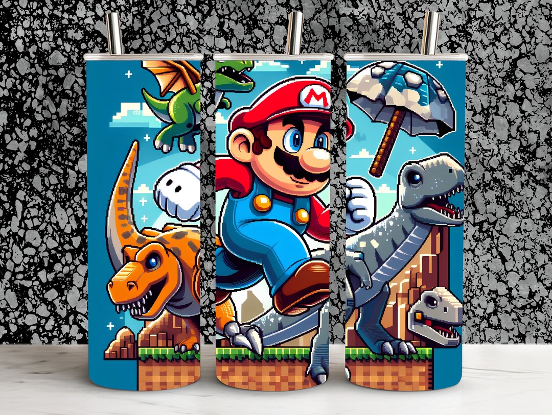 Cartoon Tumbler Wrap: Mario & Dinosaurs 20oz Design (digital Download ...