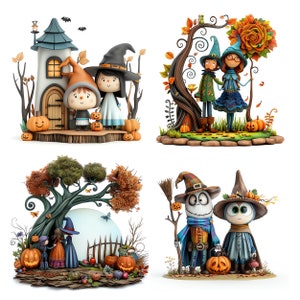 Halloween Couple in 3D, 12 High Quality Pngs, Character Cartoon Clipart ...