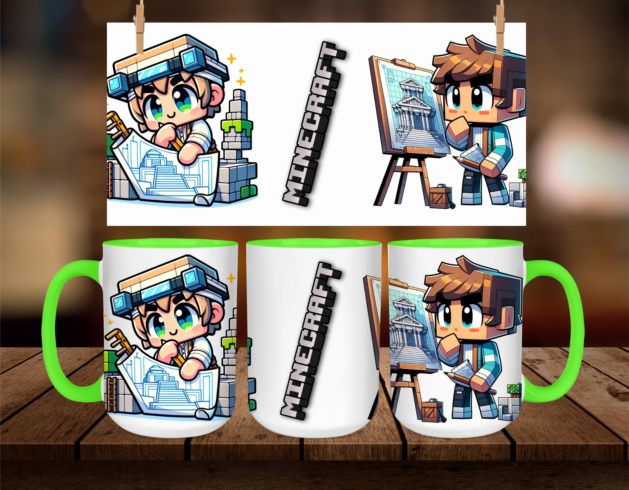 Minecraft Cup Mug Wrap, Cup Mug Wrap, 11oz and 15oz Mug Template, Mug ...