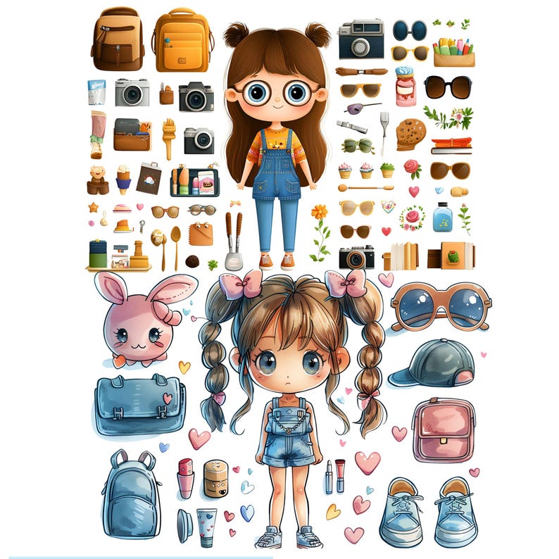 12 Character Stickers Printable Paper Dolls,sheets Fashion,outfit ...
