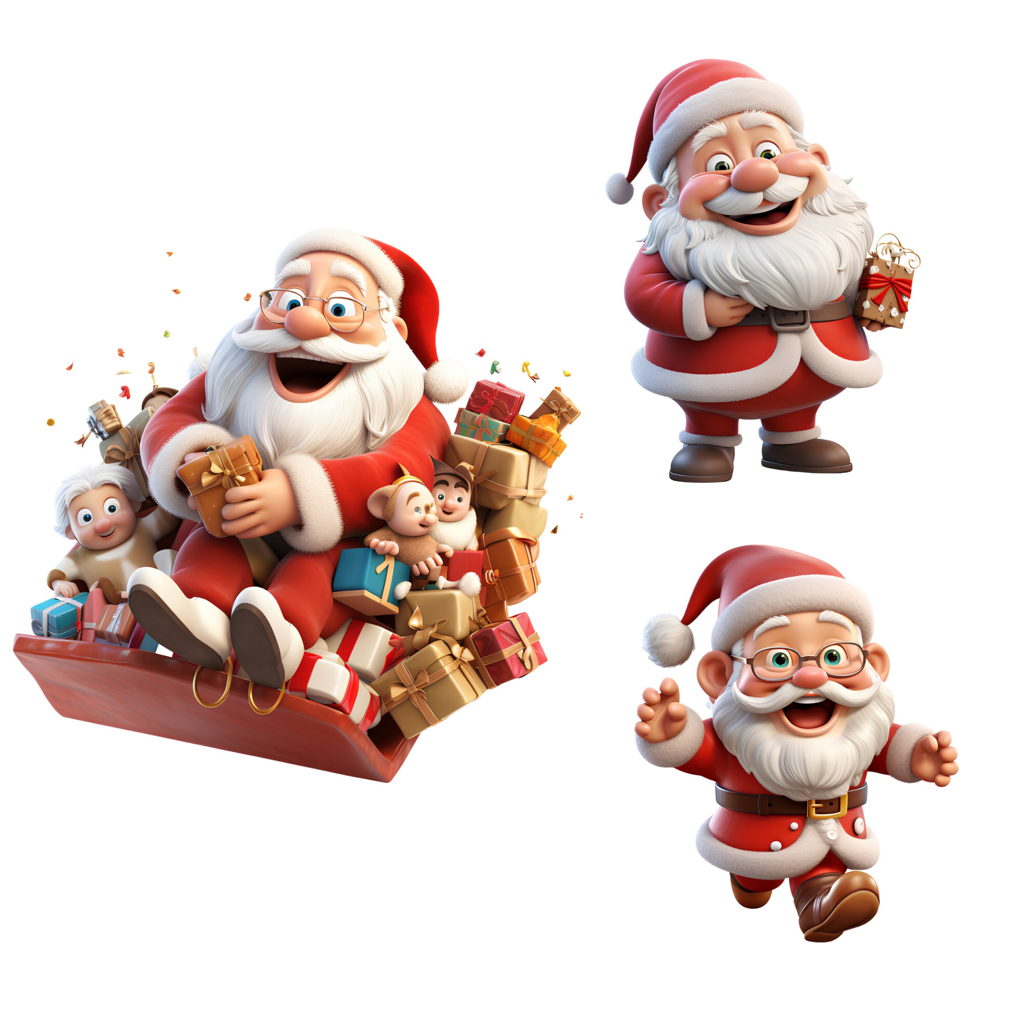 3d Character Funny Old Santa Clipart, 25 Png File, 3d Clay Character ...