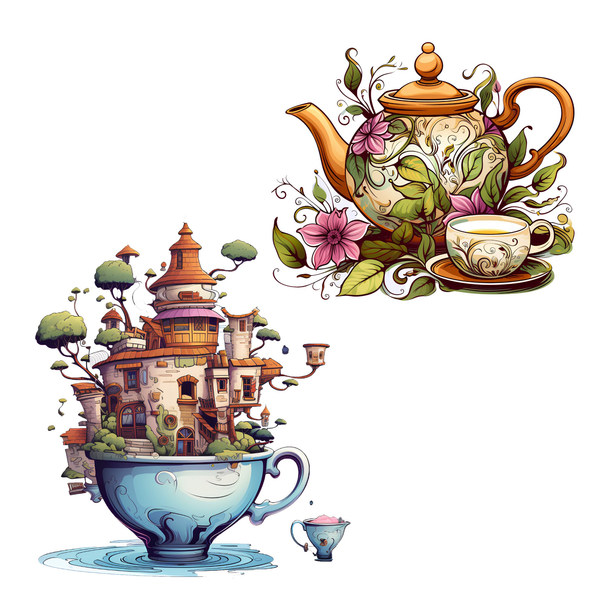 Tea Cartoon Clipartclipart Cartoon Tea Clipart Bubble Tea - Etsy