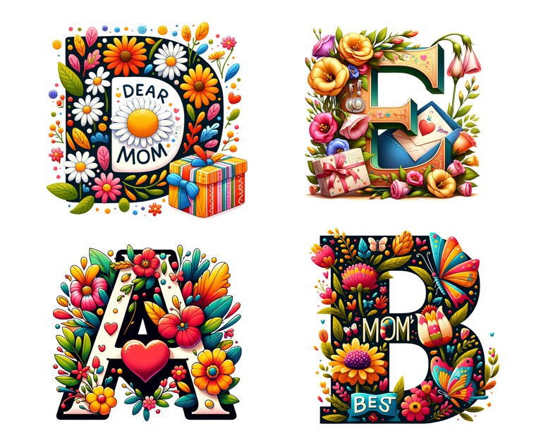 Mother's Day A-Z Alphabet, Letters Png, Alphabet Png, Instant Download ...