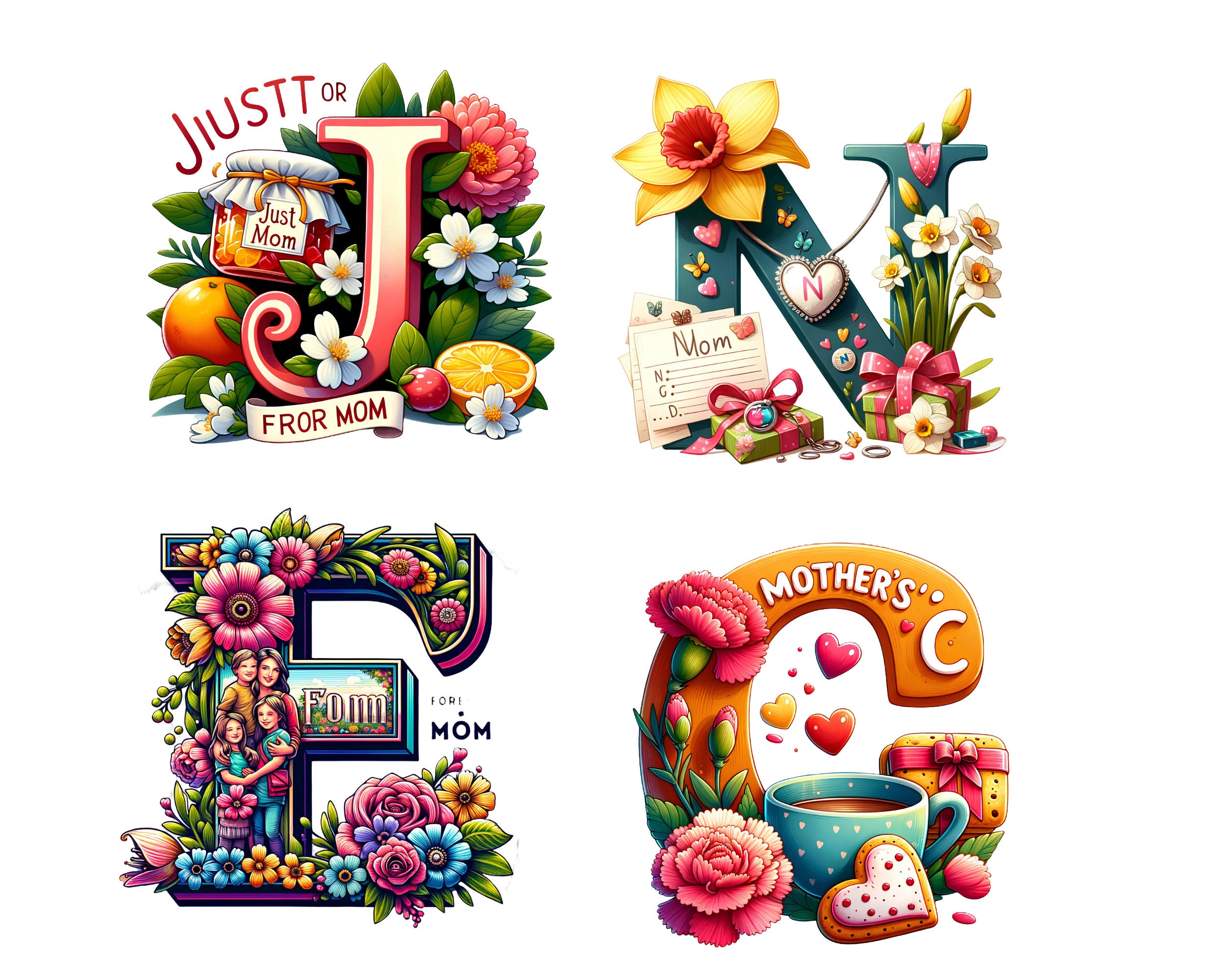 Mother's Day A-Z Alphabet, Letters Png, Alphabet Png, Instant Download ...