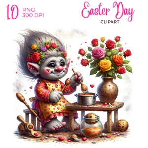Troll Valentines Day Clipart, Watercolor Clipart, ,10 High Quality Pngs ...