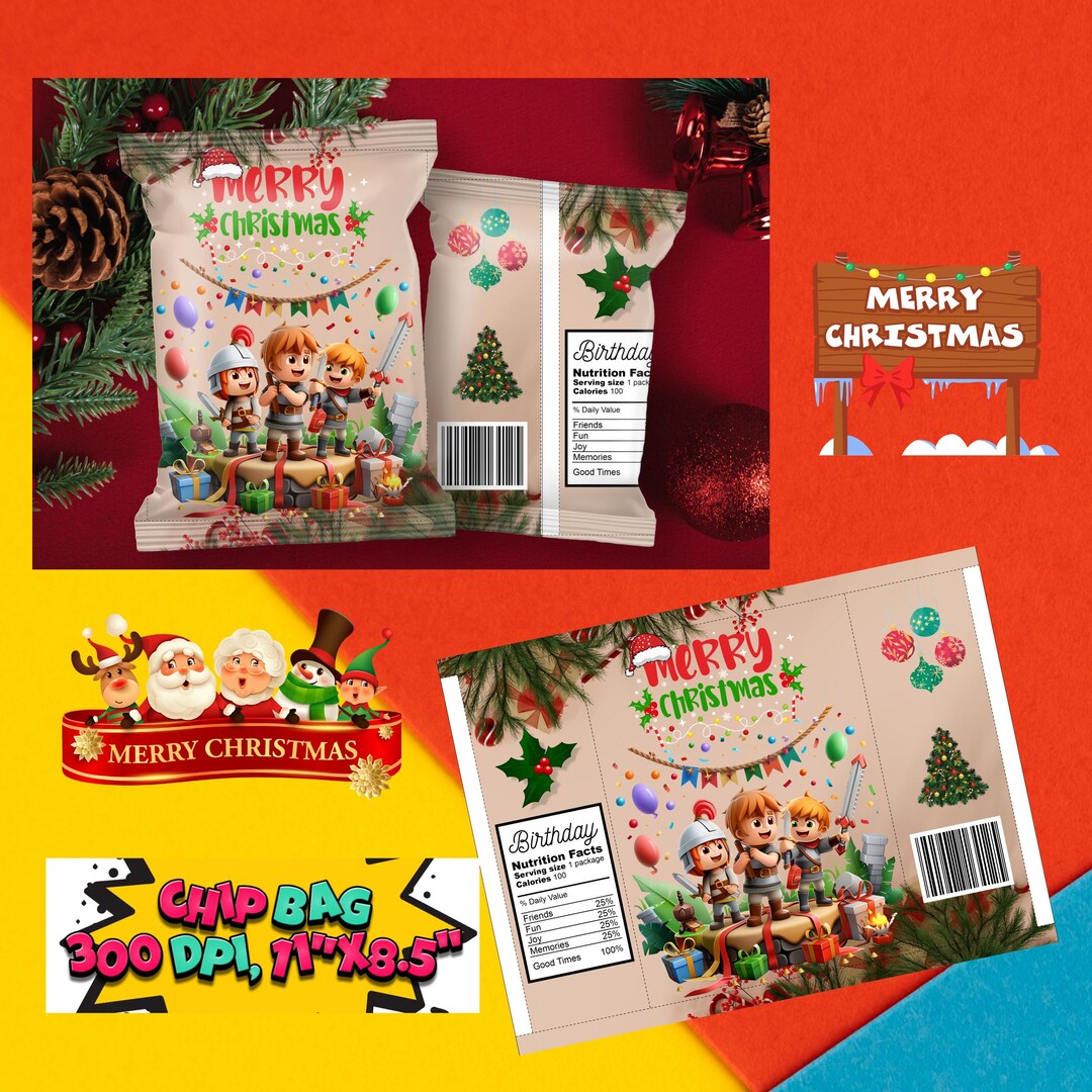 Christmas Chips Bags PNG, Printable Chips Bags, COMMERCIAL USE, Chips ...