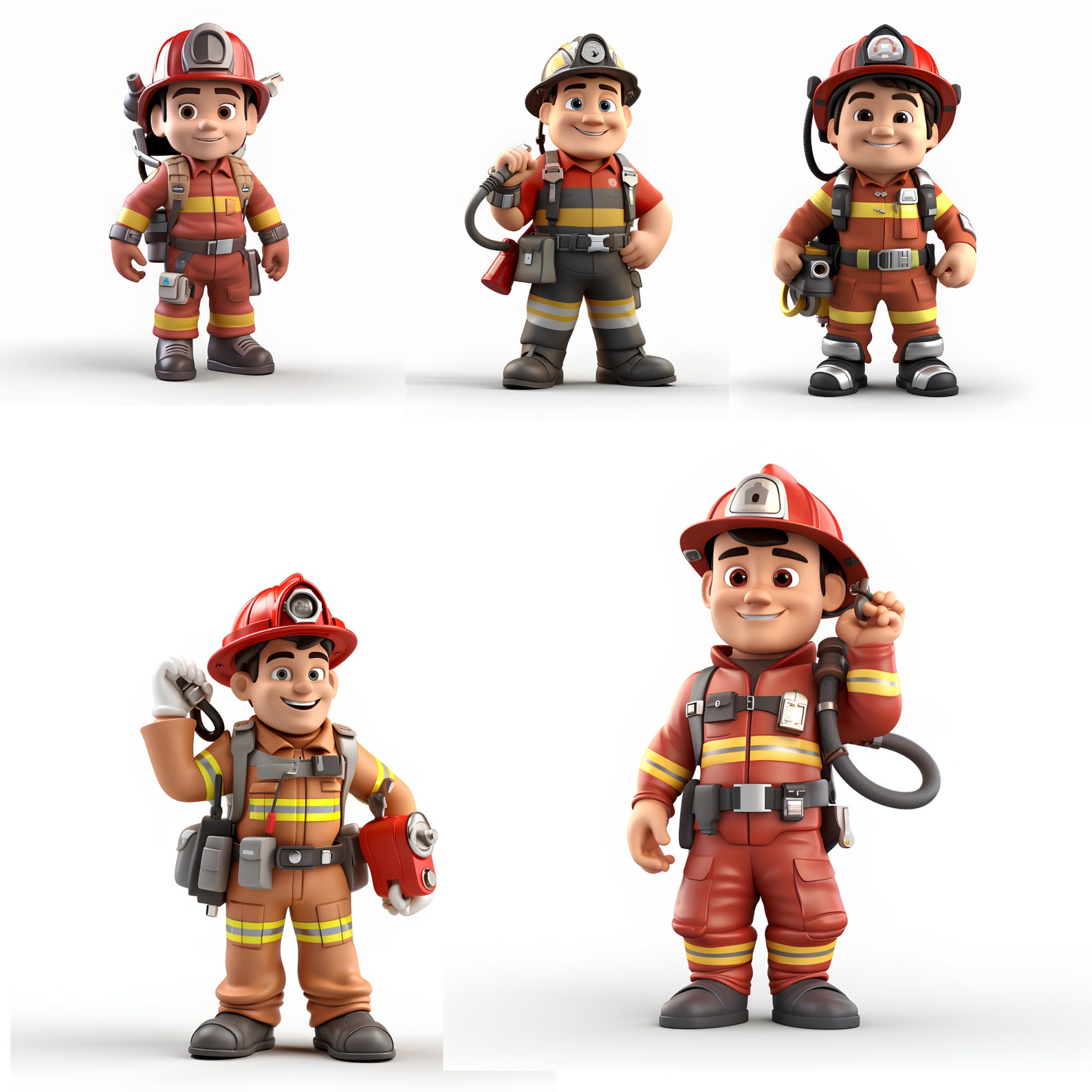 3D Firefighter Character Clipart 25 PNG File High Resolution - Etsy