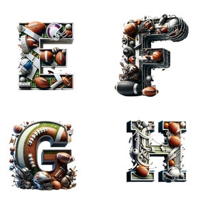 3D American Football A-Z Alphabet, Letters Png, Alphabet Png, Instant ...