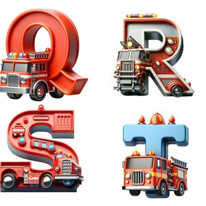 3D Fire Truck A-Z Alphabet, Letters Png, Alphabet Png, Instant Download ...