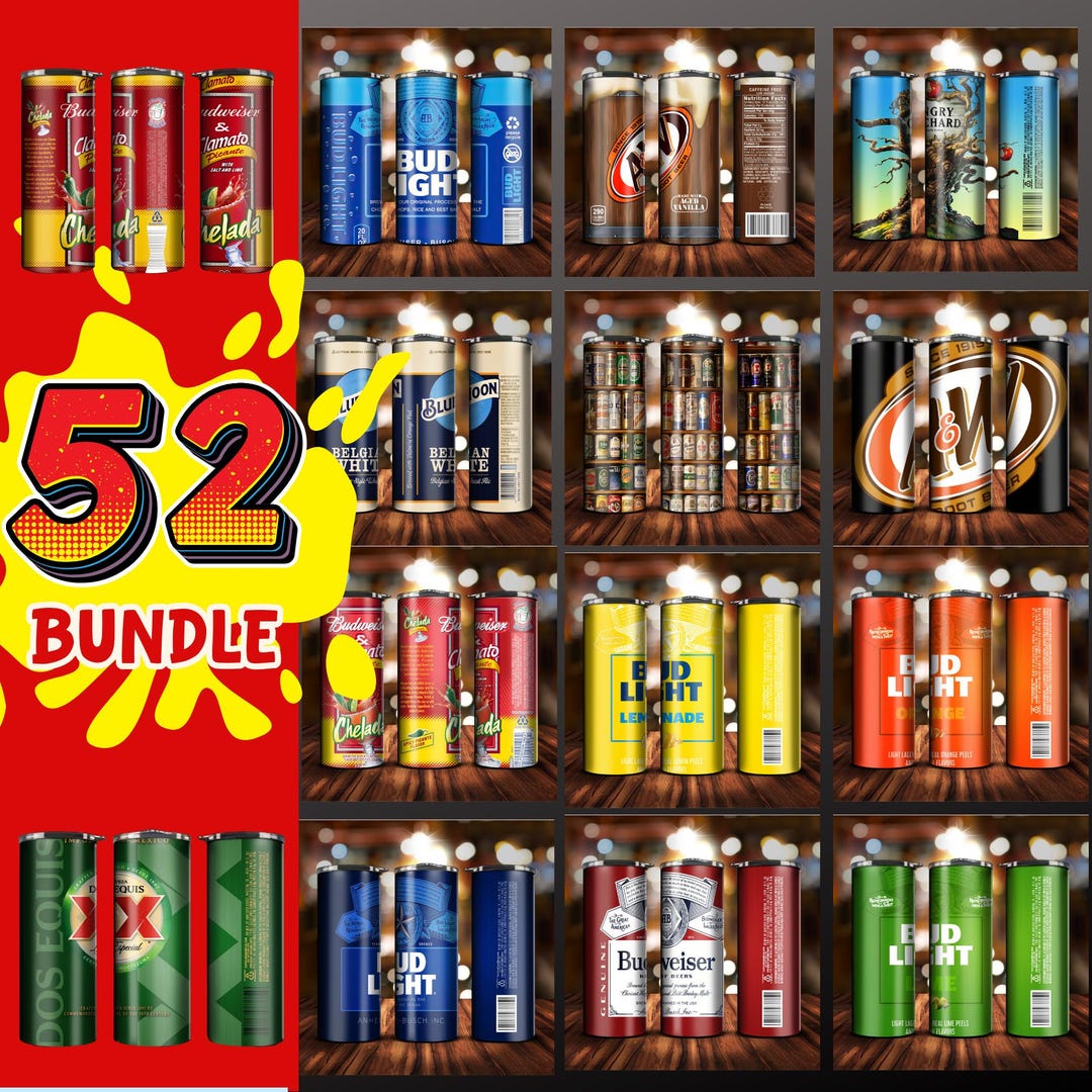 52 Beer Wrap Png Bundle,20oz Skinny Tumbler Sublimation Bundle, Puffy ...
