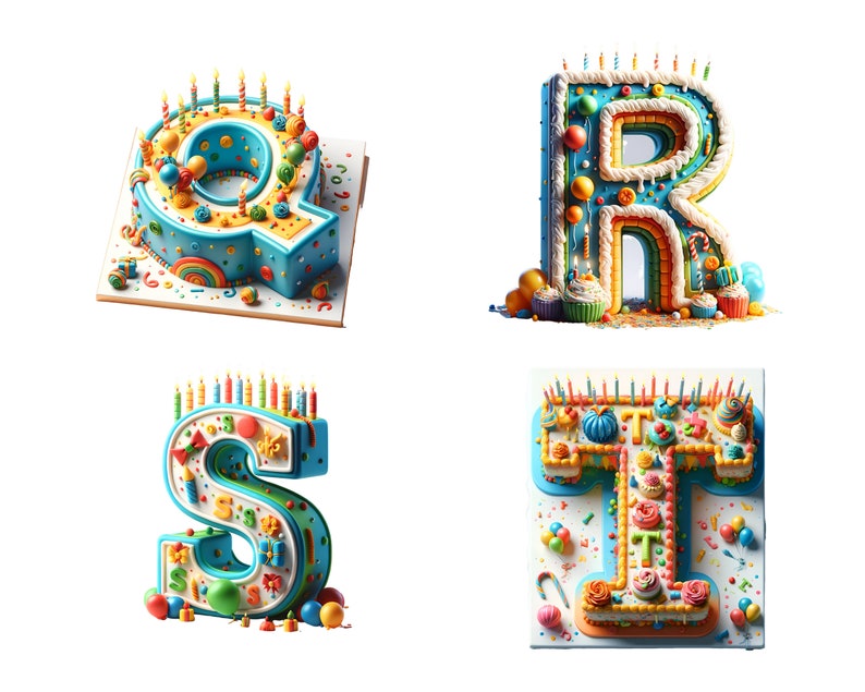 Birthday Cake A-Z Alphabet, Letters Png, Alphabet Png, Instant Download ...
