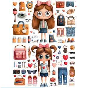 12 Character Stickers Printable Paper Dolls,sheets Fashion,outfit ...
