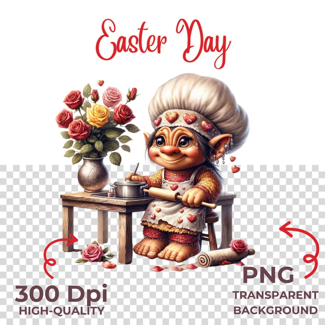 Troll Valentines Day Clipart, Watercolor Clipart, ,10 High Quality Pngs ...