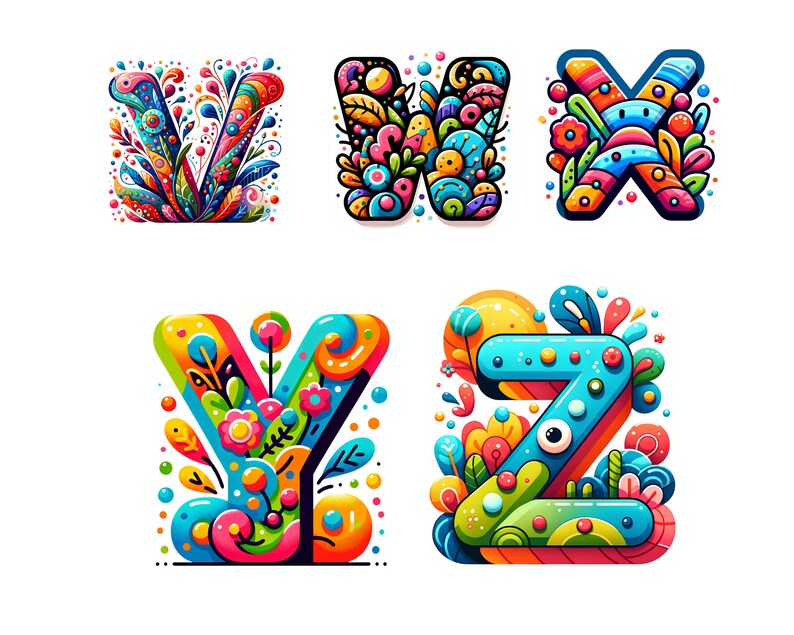 Buy Colorful Watercolor Alphabet Clipart: A-Z Letters (12x12" PNG ...