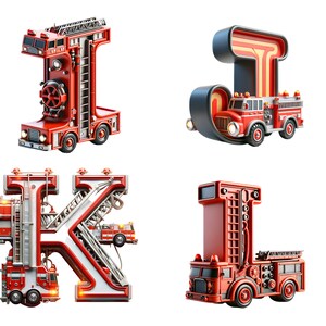3D Fire Truck A-Z Alphabet, Letters Png, Alphabet Png, Instant Download ...