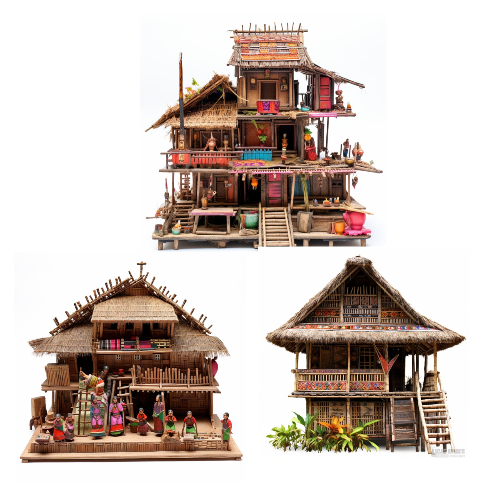 Hill Tribe Huts Doll House Model Clipart Northern Thailand - Etsy