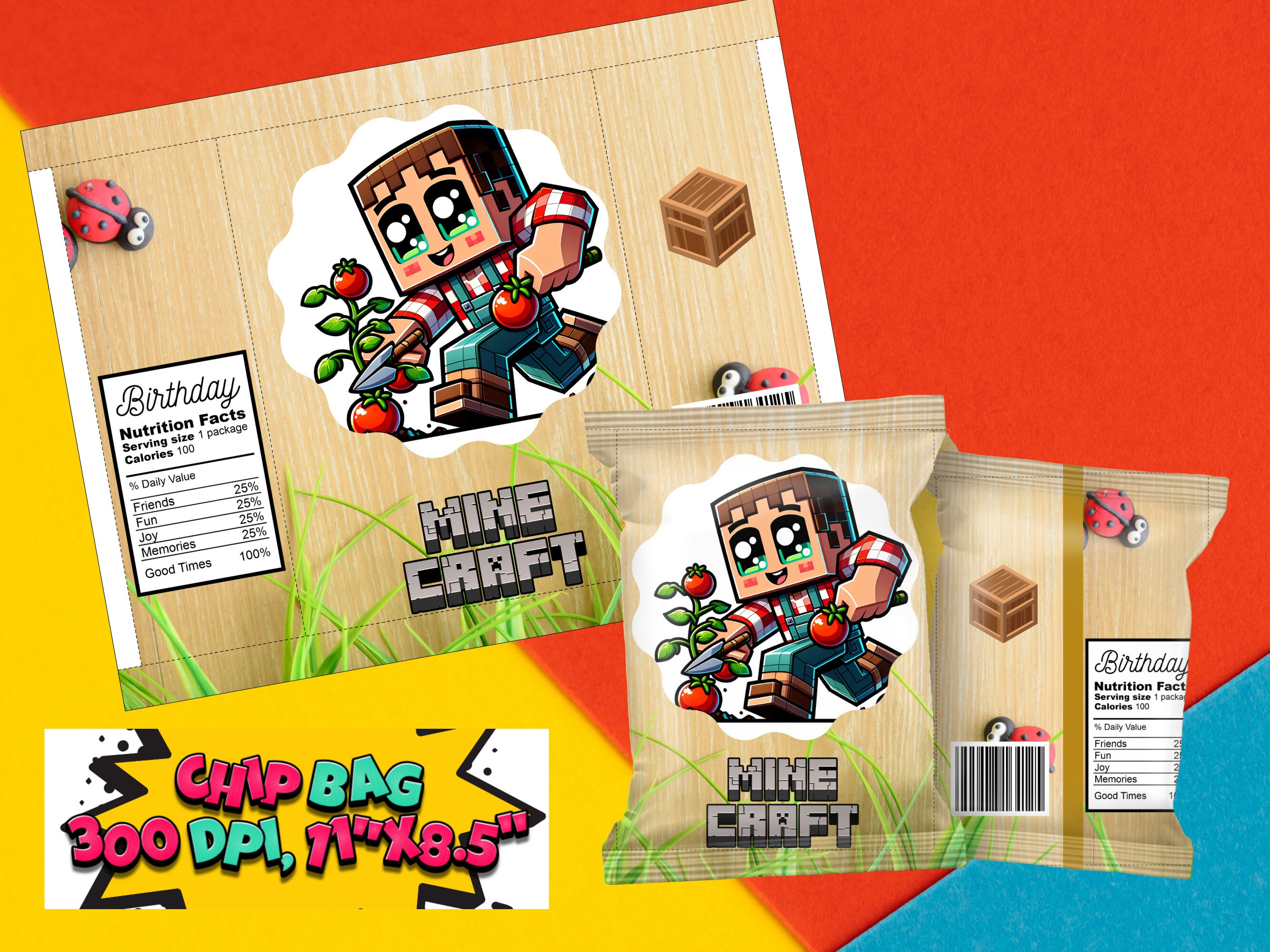 Minecraft Chip Bag, Minecraft Birthday, Minecraft Chip Bag Template ...