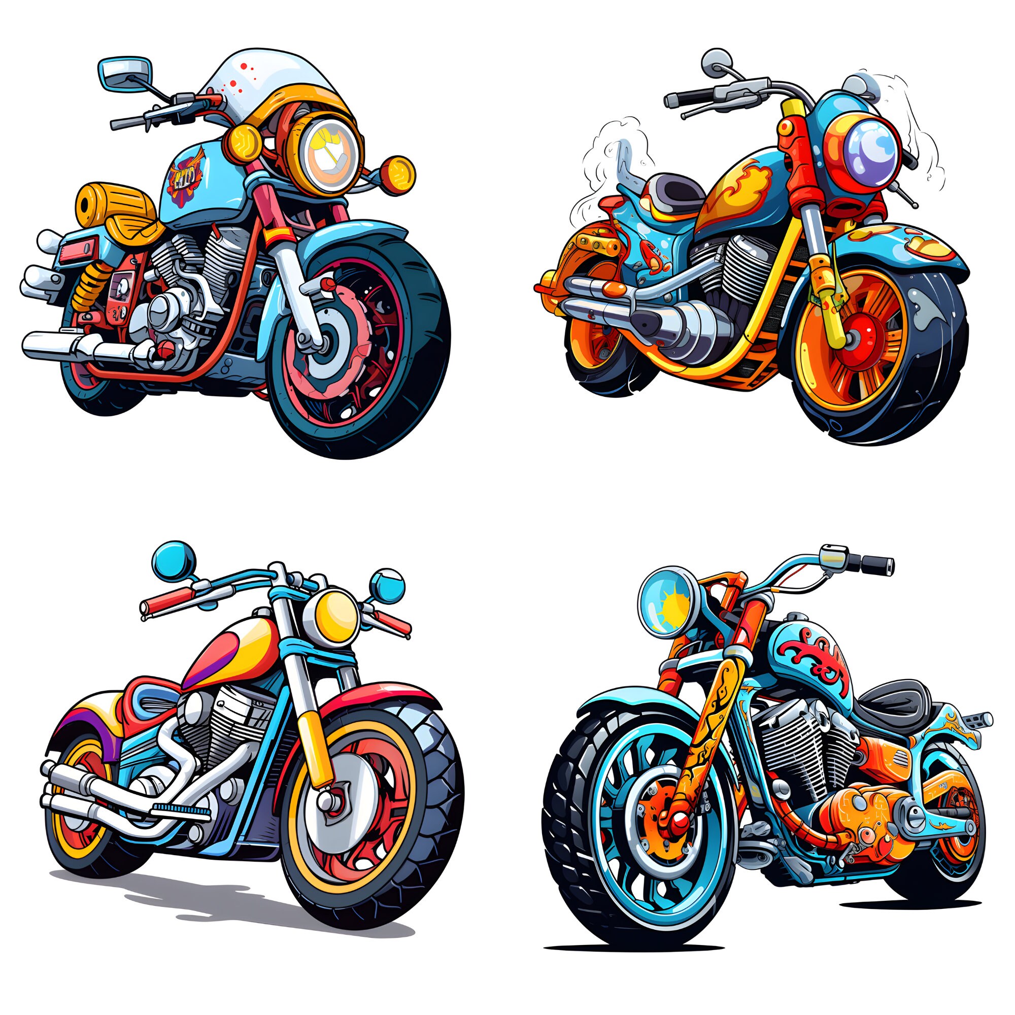 Motorcycles Clipart, Custom Motorcycle, Watercolor Sport Motorcycle ...