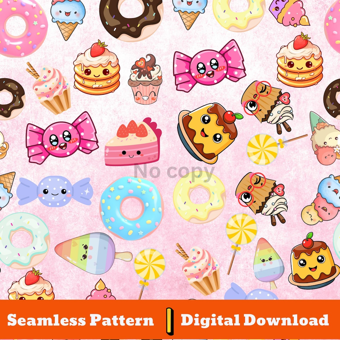 Cartoon Food Pastel Color, Seamless Patterns for Kids, Seamless Pattern ...