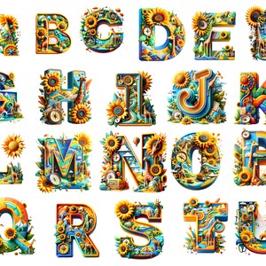 3D Sunflowers and Giraffes A-Z Alphabet, Letters Png, Alphabet Png ...
