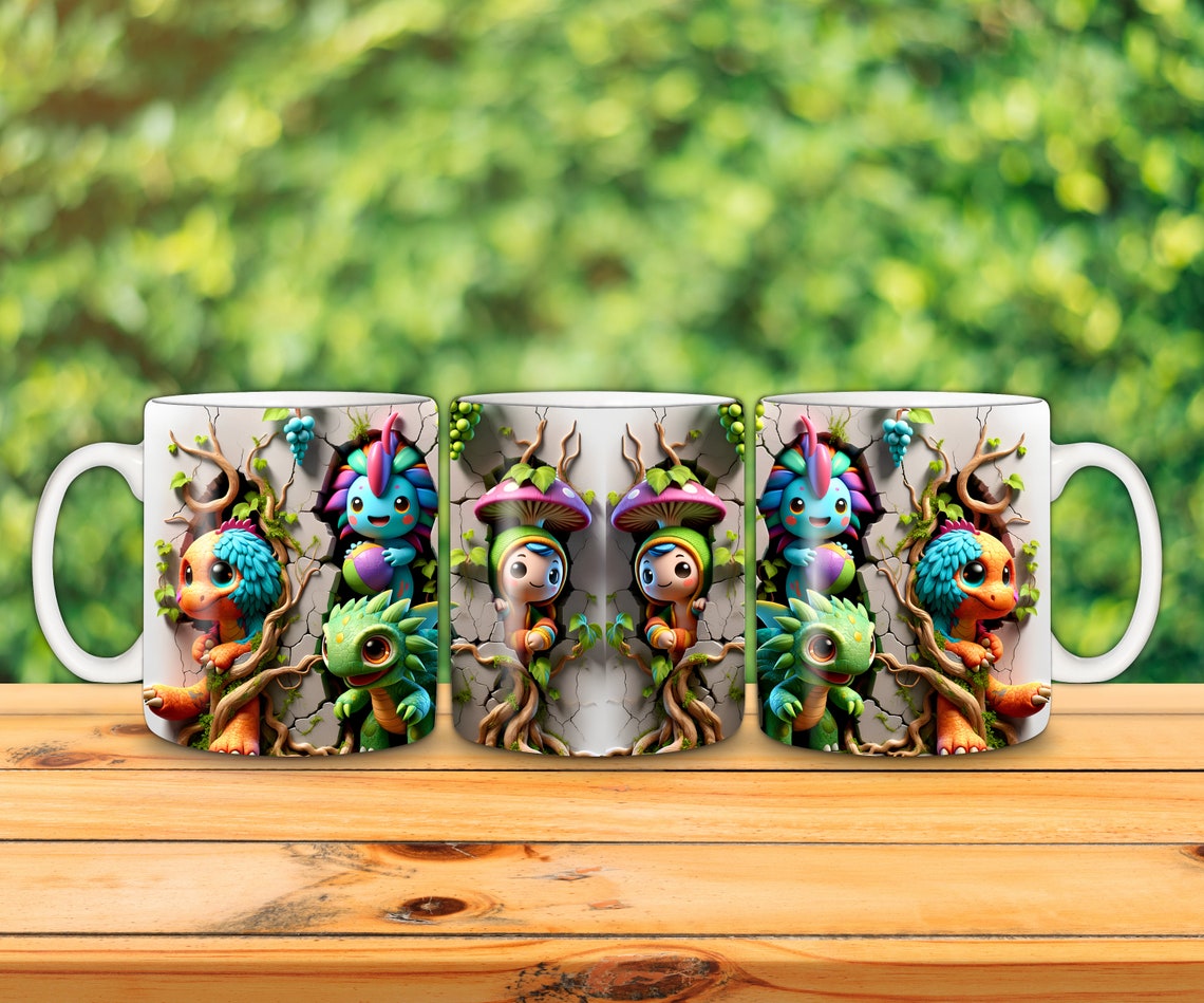 Cup Mug Wrap, Digital Designs for Mugs, Cute Cartoon , 11oz and 15oz ...