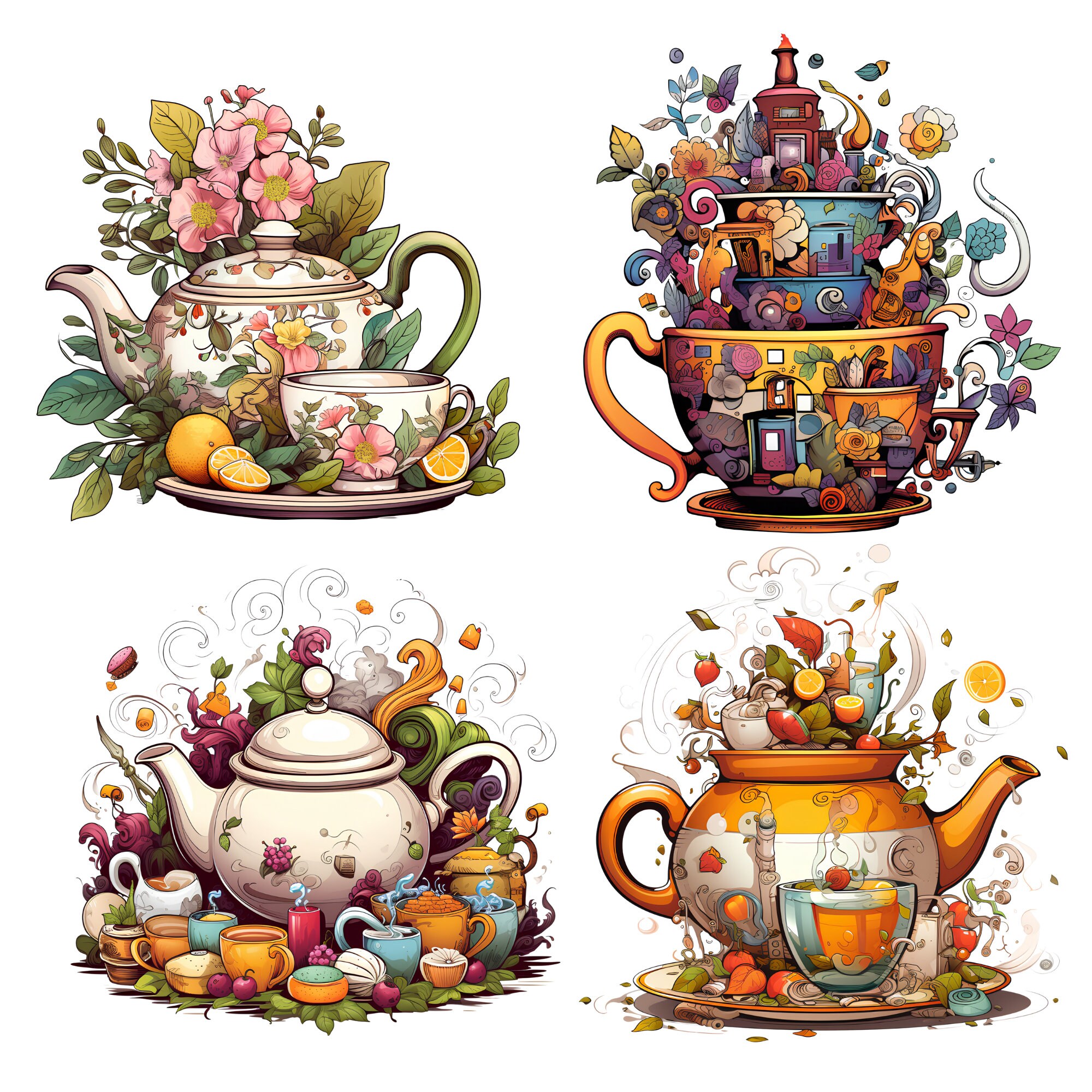 Tea Cartoon Clipartclipart Cartoon Tea Clipart Bubble Tea - Etsy